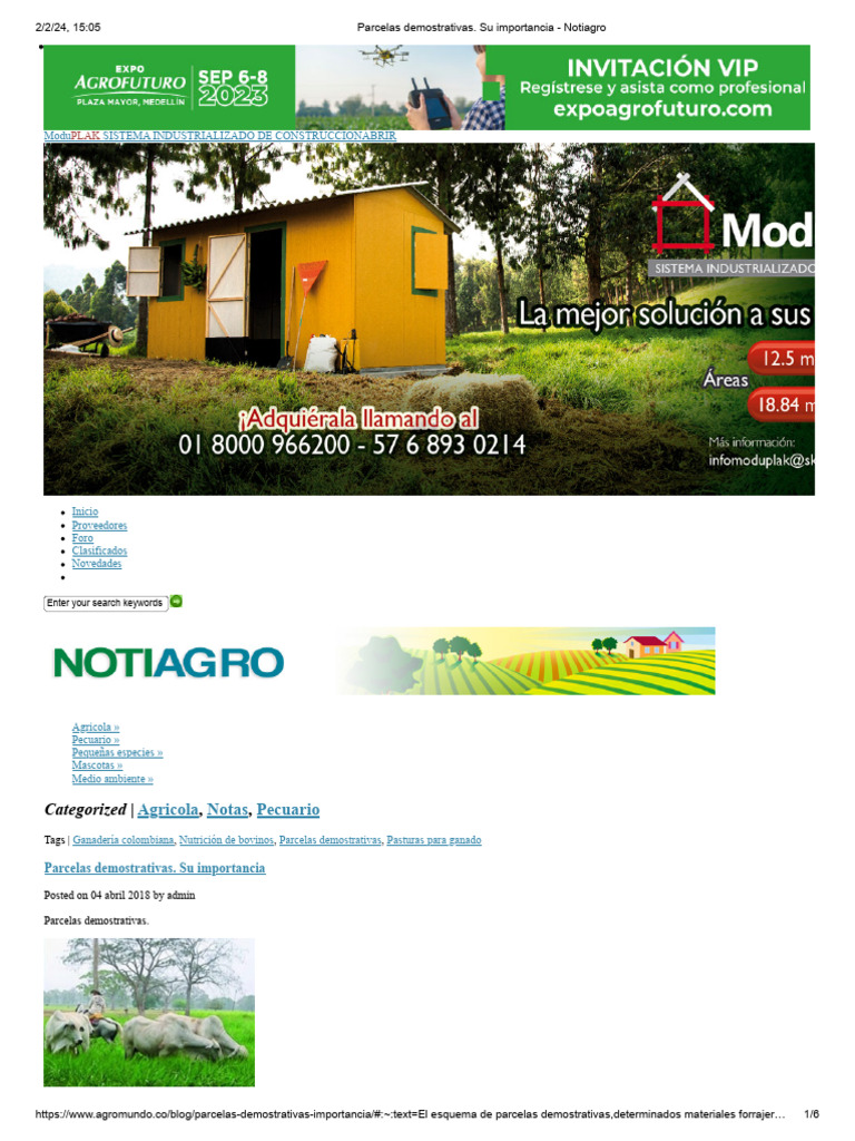 Parcelas Demostrativas. Su Importancia | PDF | Pasto | Pasto