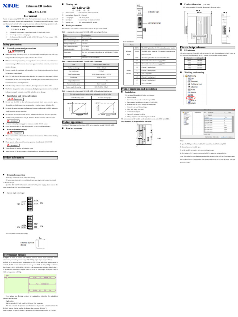 XD-4AD-A-ED Fast Manual | PDF | Programmable Logic Controller | Power Supply