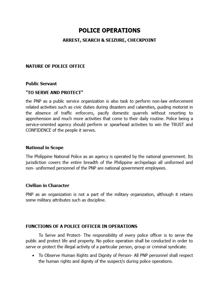 POLICE OPERATIONS | PDF | Police | Search Warrant