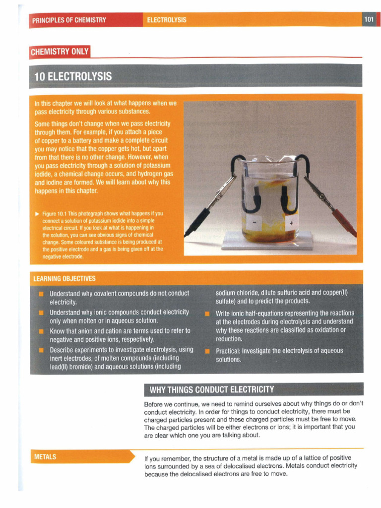 Chapter 10 (Electrolysis) | PDF