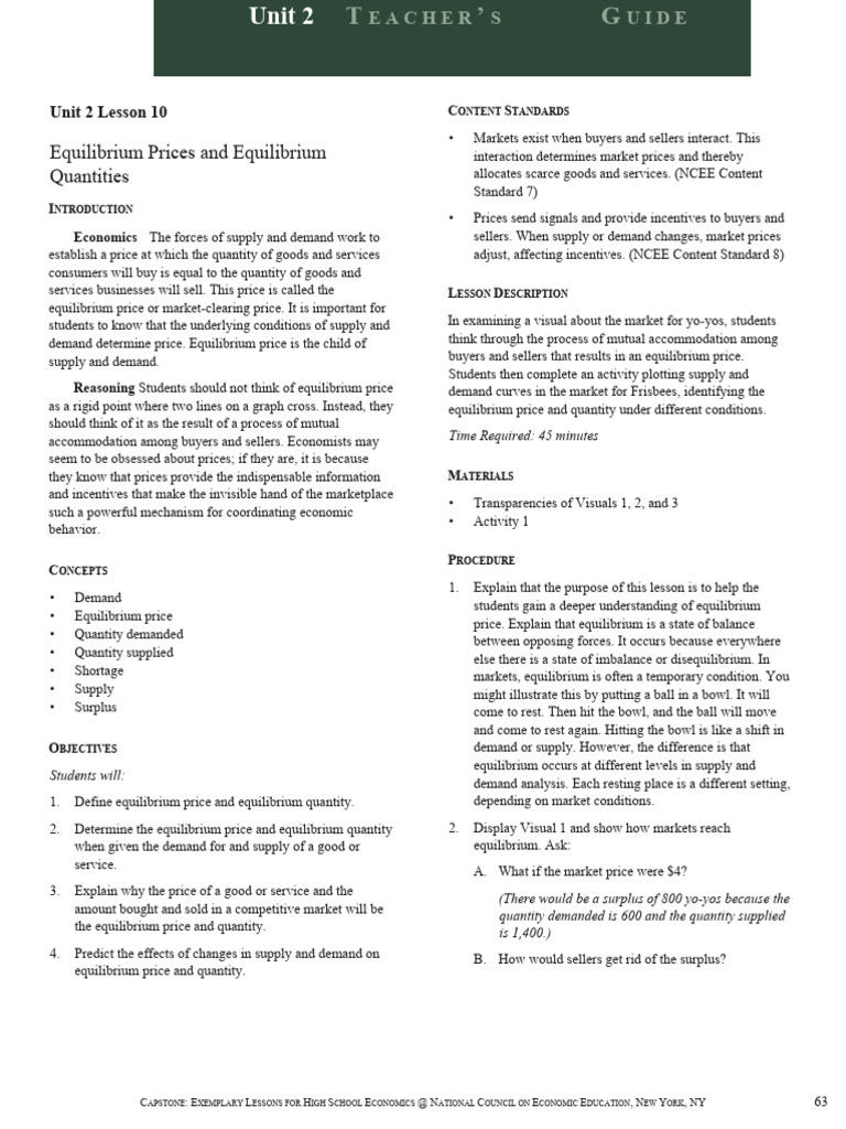 Capston Economics Lesson | PDF | Economic Equilibrium | Supply (Economics)