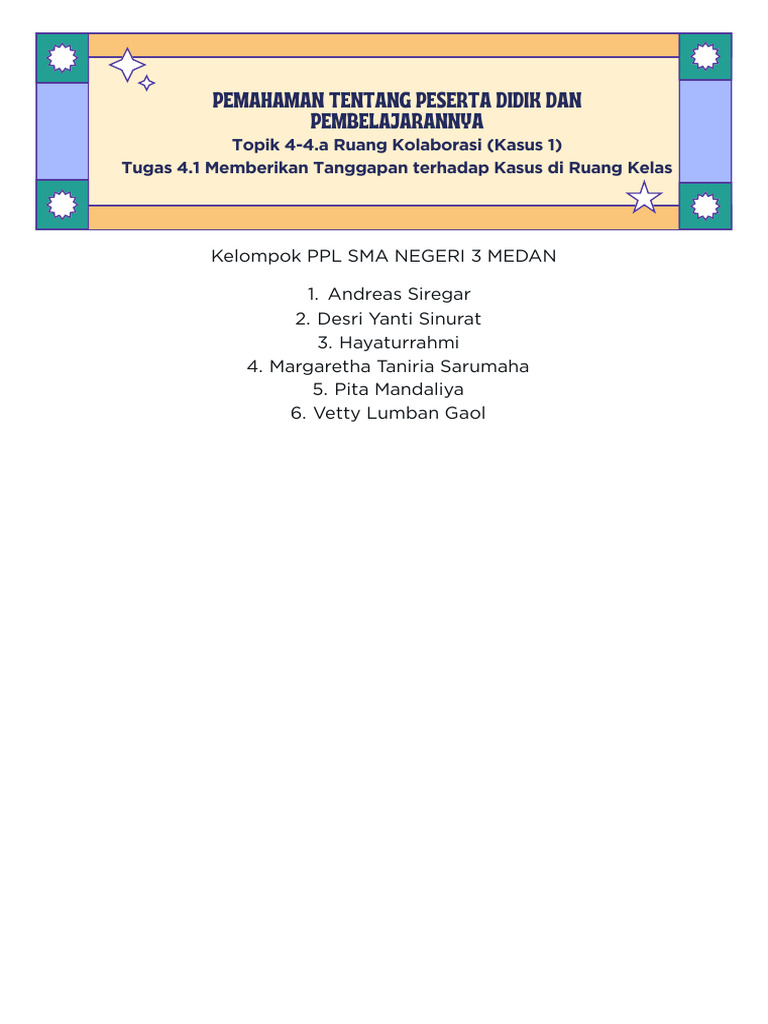 Topik 4-4.a Ruang Kolaborasi (Kasus 1) - Pemahaman Tentang Peserta Didik Dan Pembelajarannya1 | PDF