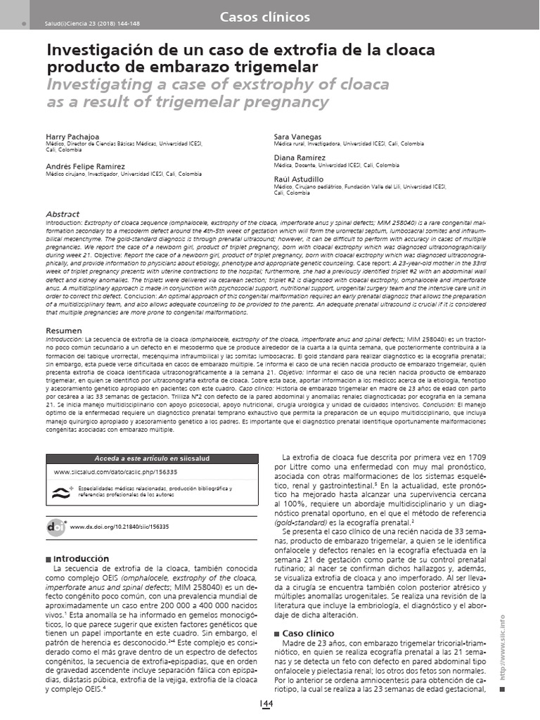 Extrofia Cloacal Caso Clínico | PDF | Especialidades Medicas | Medicina