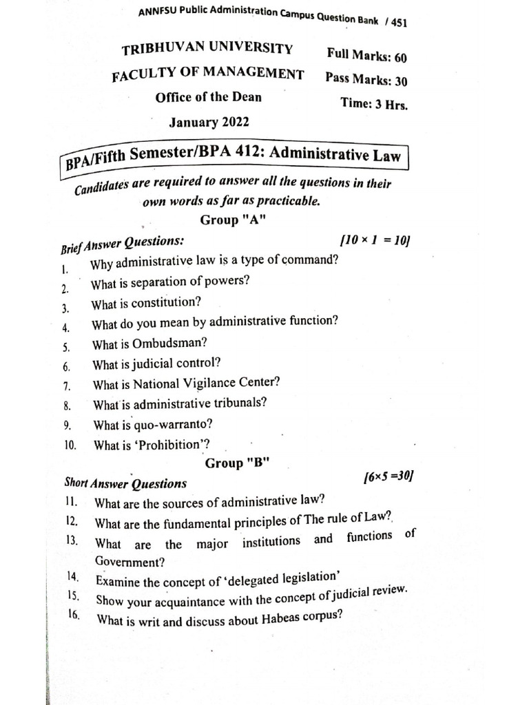 Adm. Law Old Questions | PDF