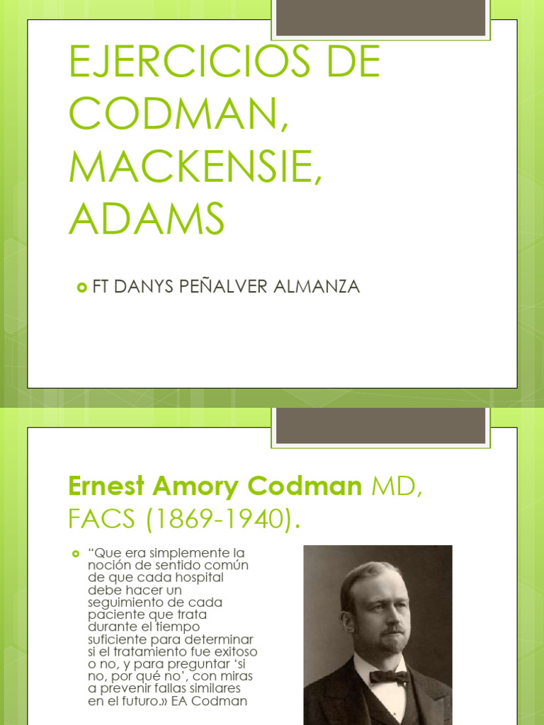 EJERCICIOS DE CODMAN, MACKENSIE, ADAMS | PDF | Hombro | Enfermedades y ...