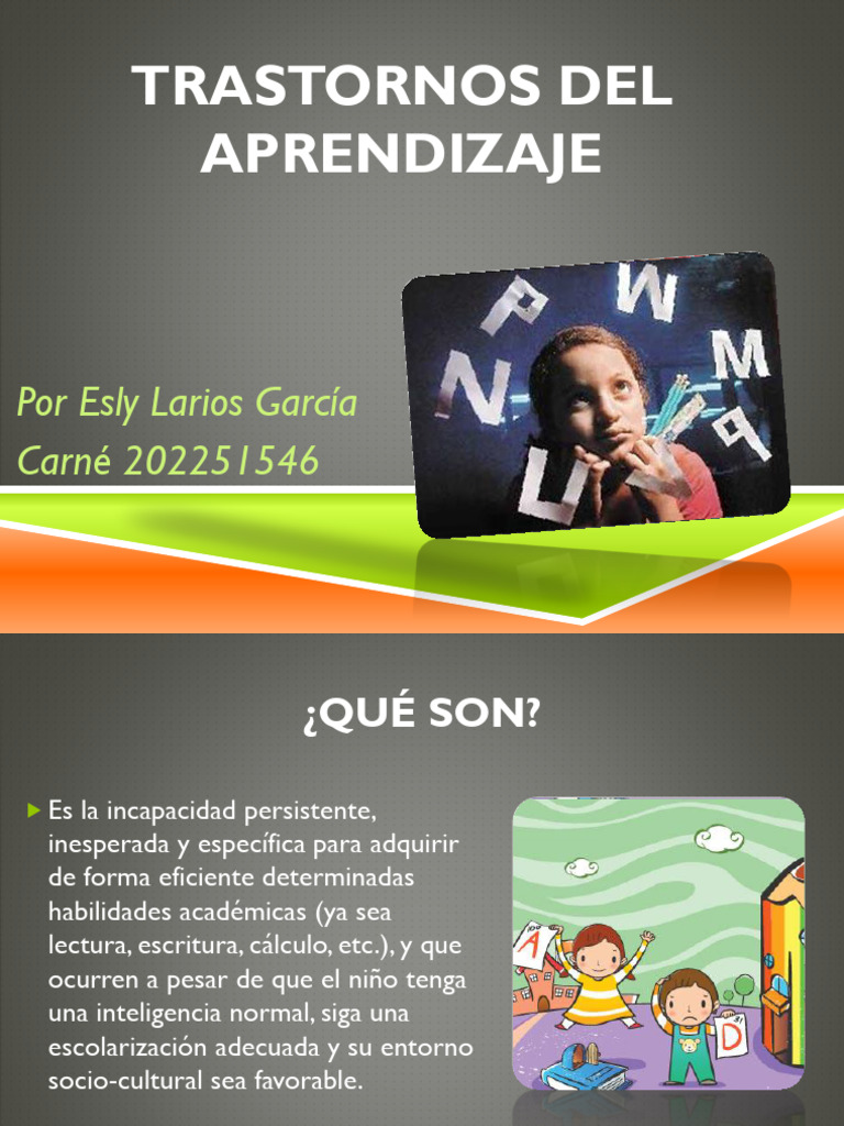 Trastornos del Aprendizaje | PDF | Desorden hiperactivo y deficit de atencion | Aprendizaje