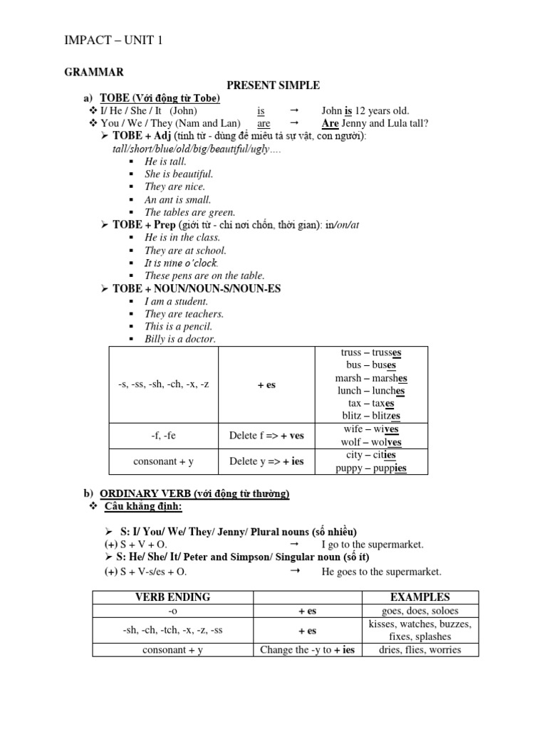 Grammar - Impact - Unit 1 - Extra Class | Download Free PDF | Lunch | Workweek And Weekend