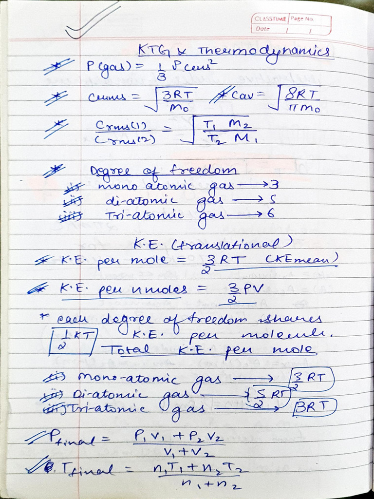 KTG and Thermodynamics | PDF