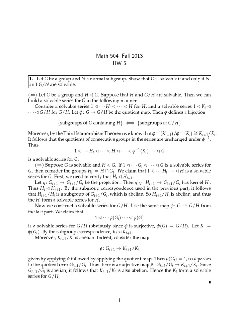 2013 Fall HW5 Solns | PDF | Field (Mathematics) | Ring Theory