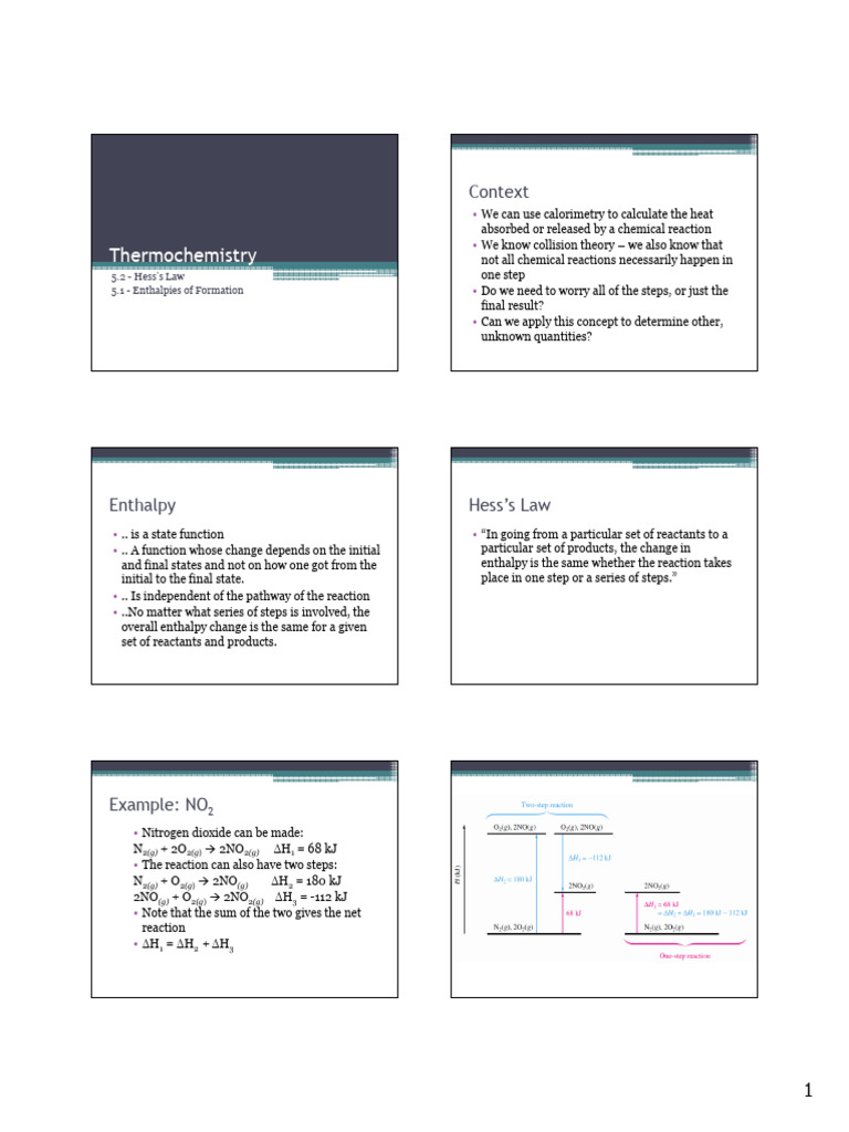 Hess's Law and Enthalpy Calculations | PDF | Chemistry | Thermodynamics