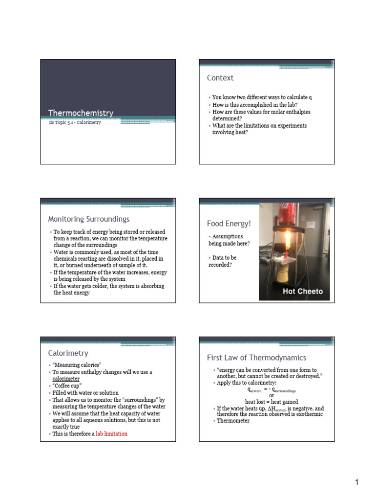 Calorimetry and Thermochemistry Lab Guide | PDF | Stoichiometry | Heat