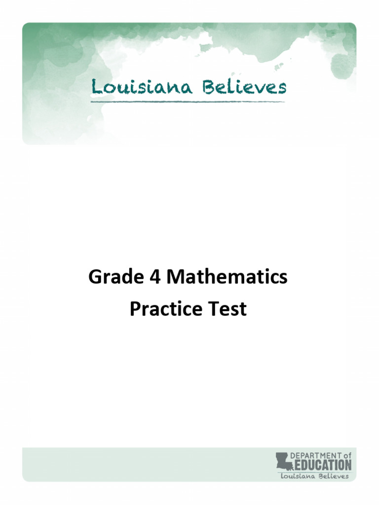 LEAP Grade-4-Math-Practice-Test (LDOE) | PDF | Multiple Choice | Numbers