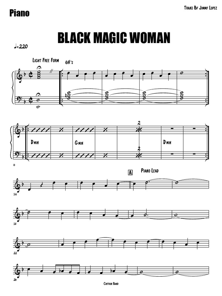 Black Magic Woman Piano Sheet Music | PDF