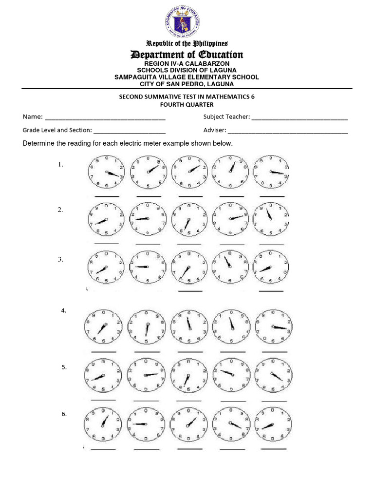 Test Paper Summative Test No. 2 in Mathematics 6 Fourth Quarter | PDF