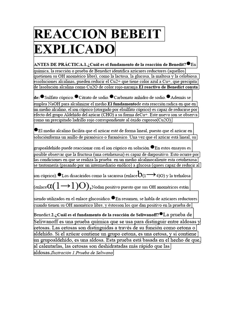 REACCION BENEDICT EXPLICADO | PDF