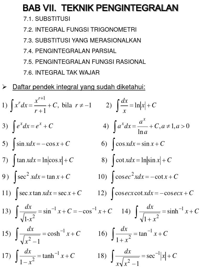 Bab7 Teknik Pengintegralan1 | PDF