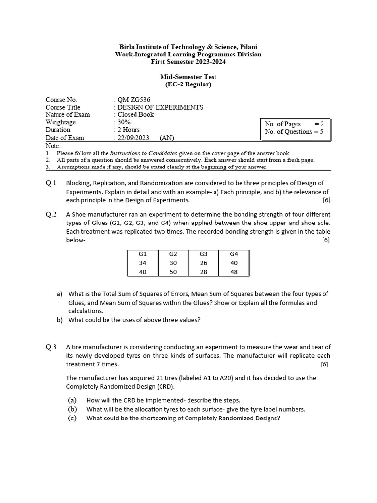 Qm Zg536 Ec 2r First Sem 2023 2024 Pdf Experiment Tire 