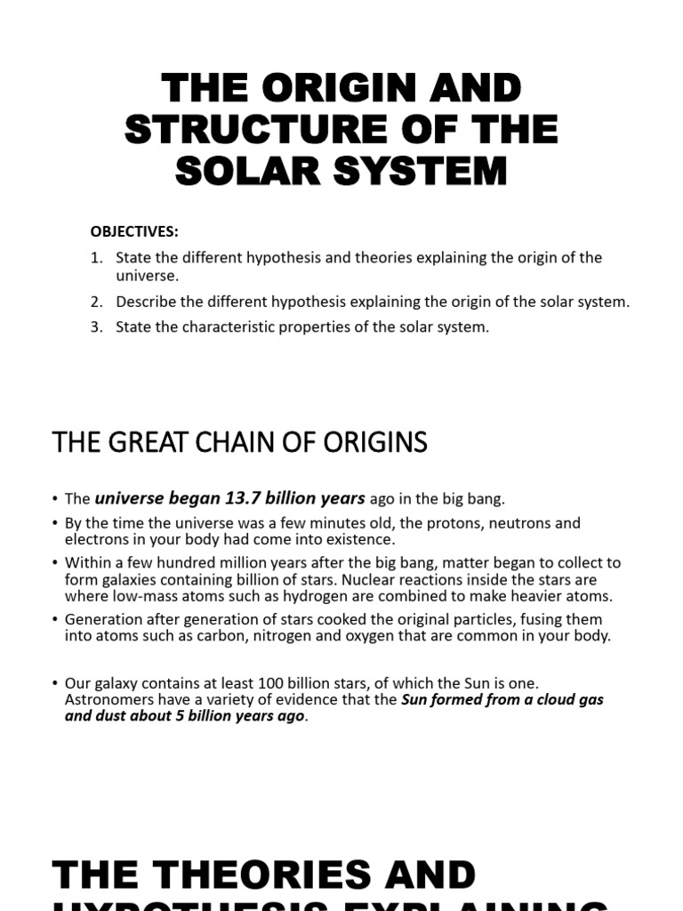 THE ORIGIN AND STRUCTURE OF THE SOLAR SYSTEM Final | PDF | Formation ...