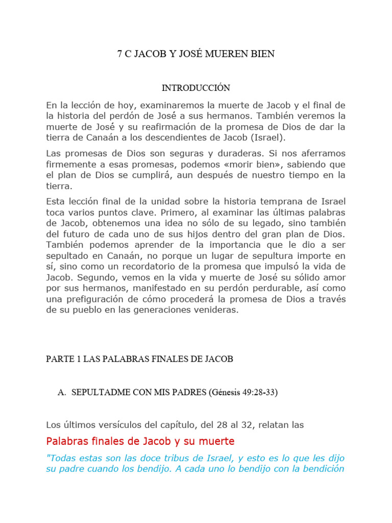 7 C Muerte de Jacob y José | PDF | Abrahán | Jacob
