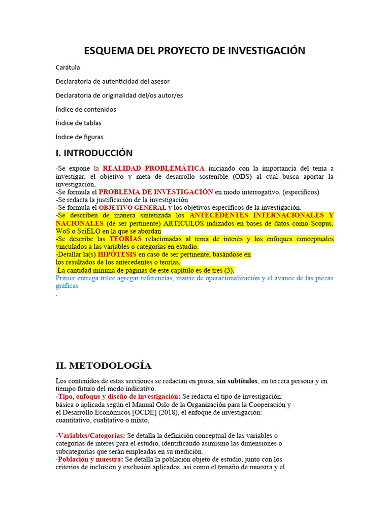 Esquema Del Proyecto de Investigación | PDF | Teoría | Interacciones de ...