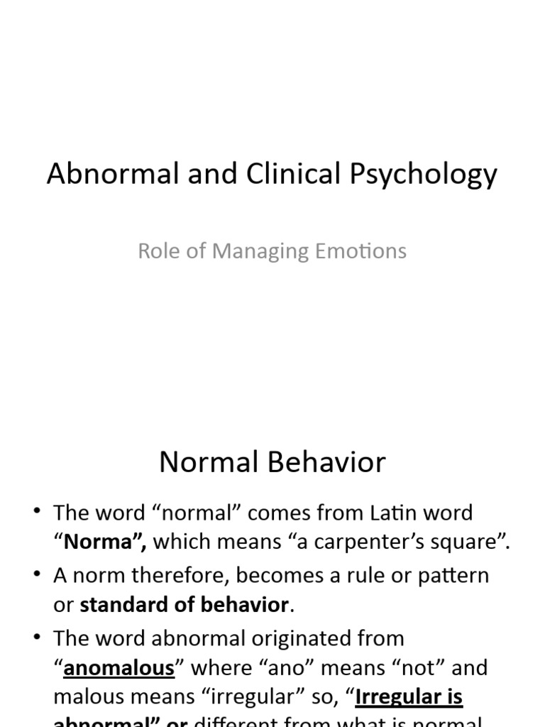 1 - Abnormal Behavior | PDF | Bipolar Disorder | Mental Disorder