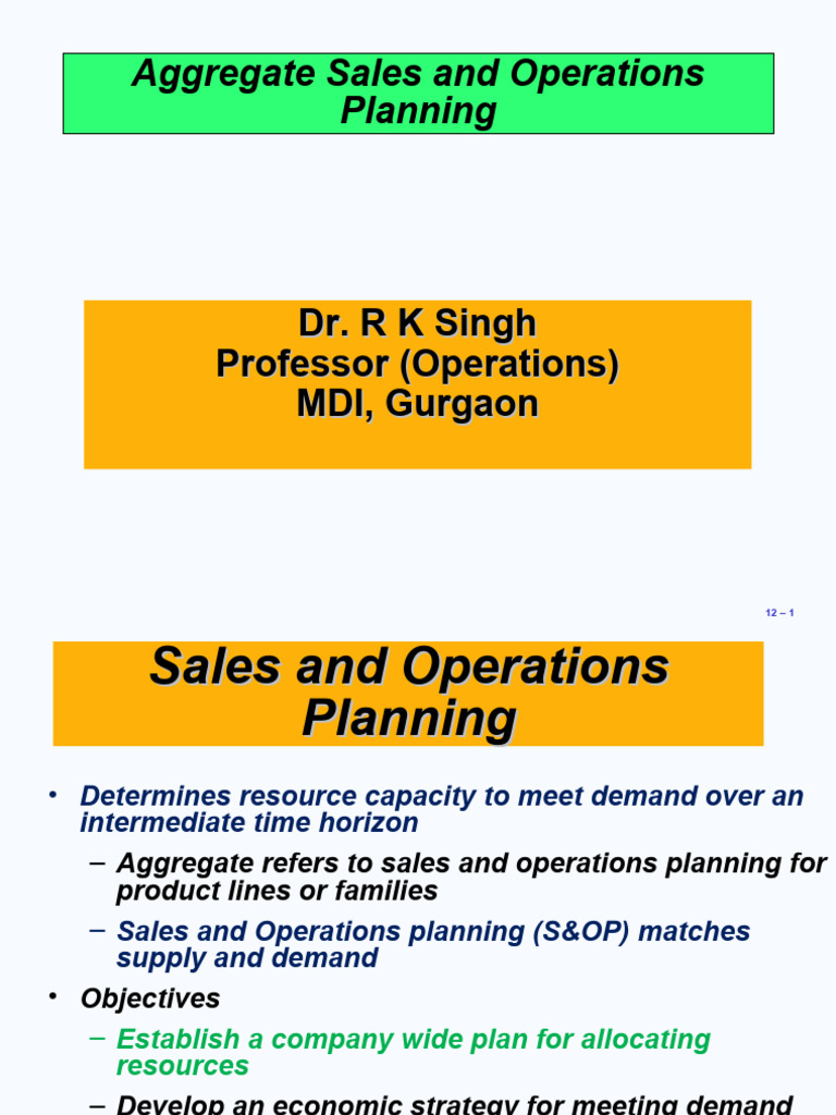 Aggregate Sales and Operations Planning | Download Free PDF | Financial ...