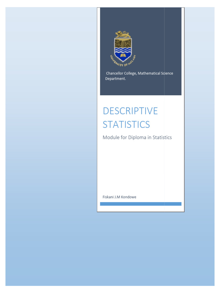 DESCRIPTIVE_STATISTICS_MODULE_-_Copy | PDF | Statistics | Mean DESCRIPTIVE_STATISTICS_MODULE_-_Copy | PDF | Statistics | Mean