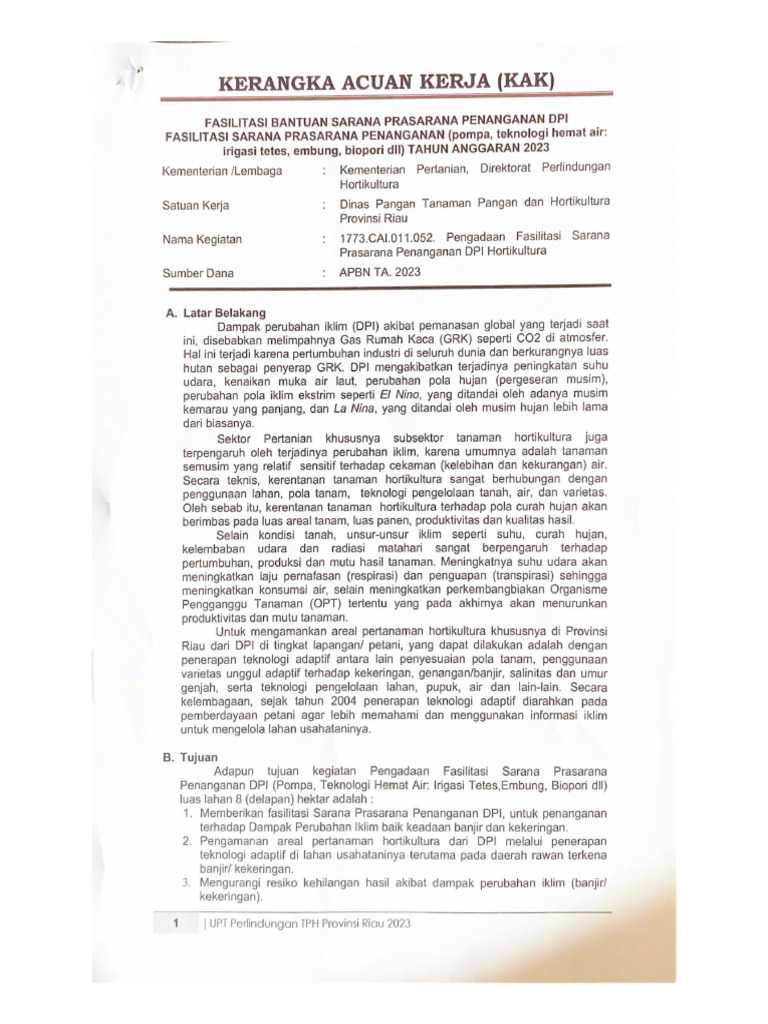 Kerangka Acuan Kerja Kak | PDF