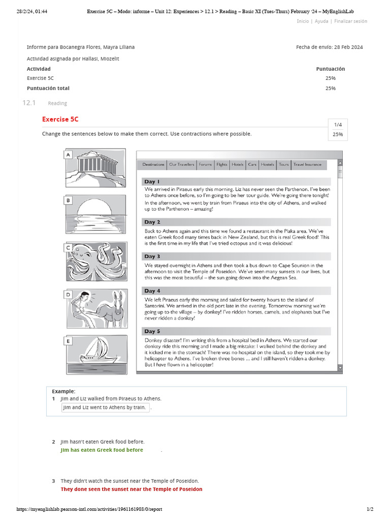 Exercise 5C - Modo - Informe - Unit 12 - Experiences - 12.1 - Reading - Basic XI (Tues-Thurs ...