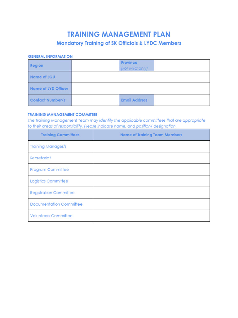 SKMT Training Plan Template | PDF