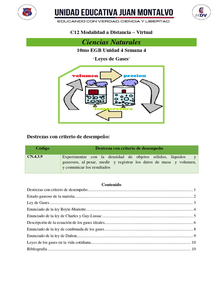 Guía CCNN - 10mo EGB - U4 - S4 | PDF | Gases | Temperatura