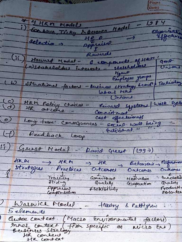 HRM Model Notes | PDF