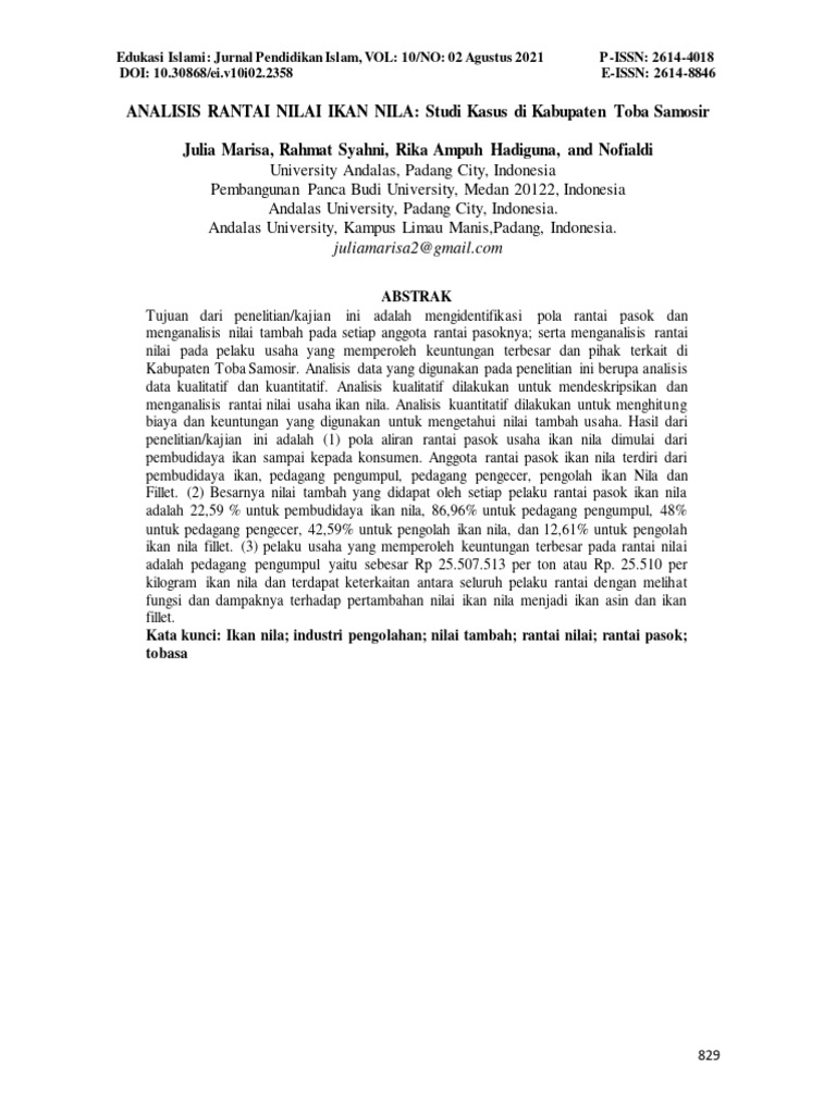 Rantai Nilai Ikan Nila di Toba Samosir | PDF | Bisnis