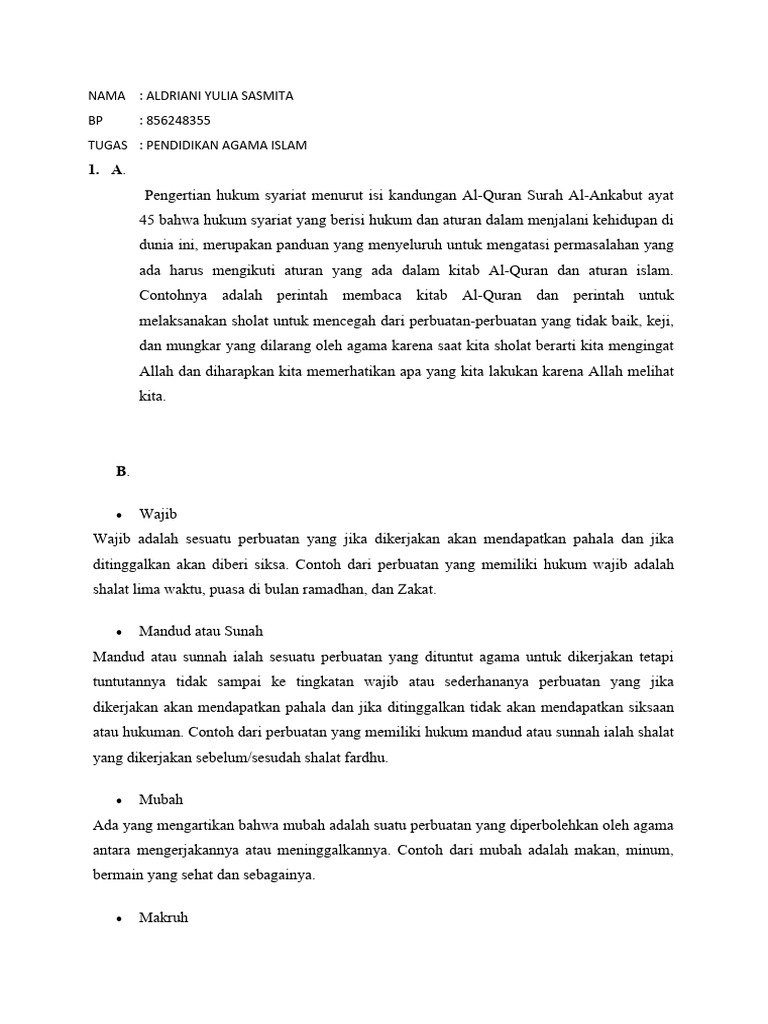 Tugas 2 Pendidikan Agama Islam Aldriani Yulia Sasmita | PDF | Karier & Perkembangan | Agama ...