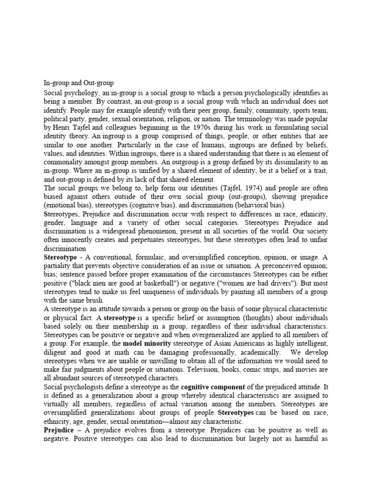 Social Psyco Unit - 2 Notes | PDF | Prejudices | Stereotypes