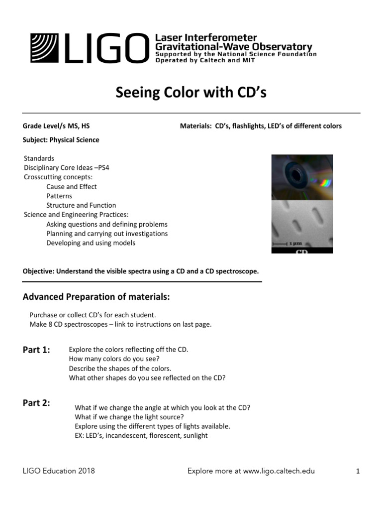 Seeing Color With CD's | PDF | Electromagnetic Spectrum | Light