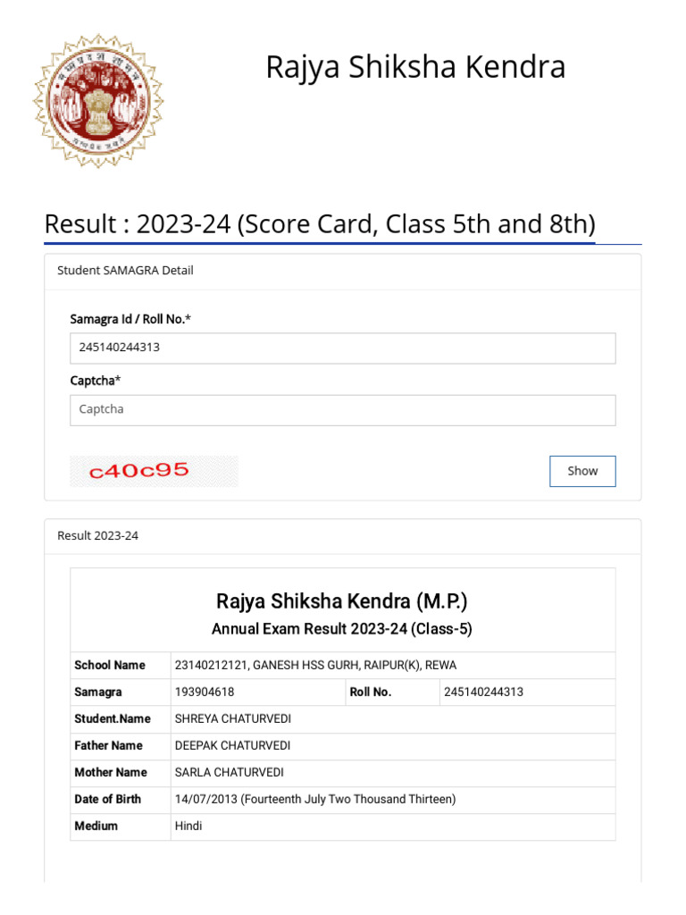 RSKMP - in BoardExam Result24 StudentResult - Aspx | PDF