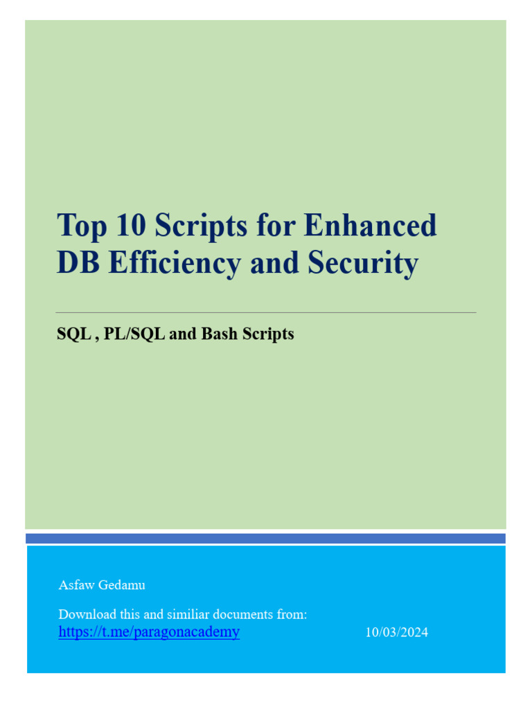 Top 10 Oracle Database Automation Scripts For Enhanced Performance And Security Download Free