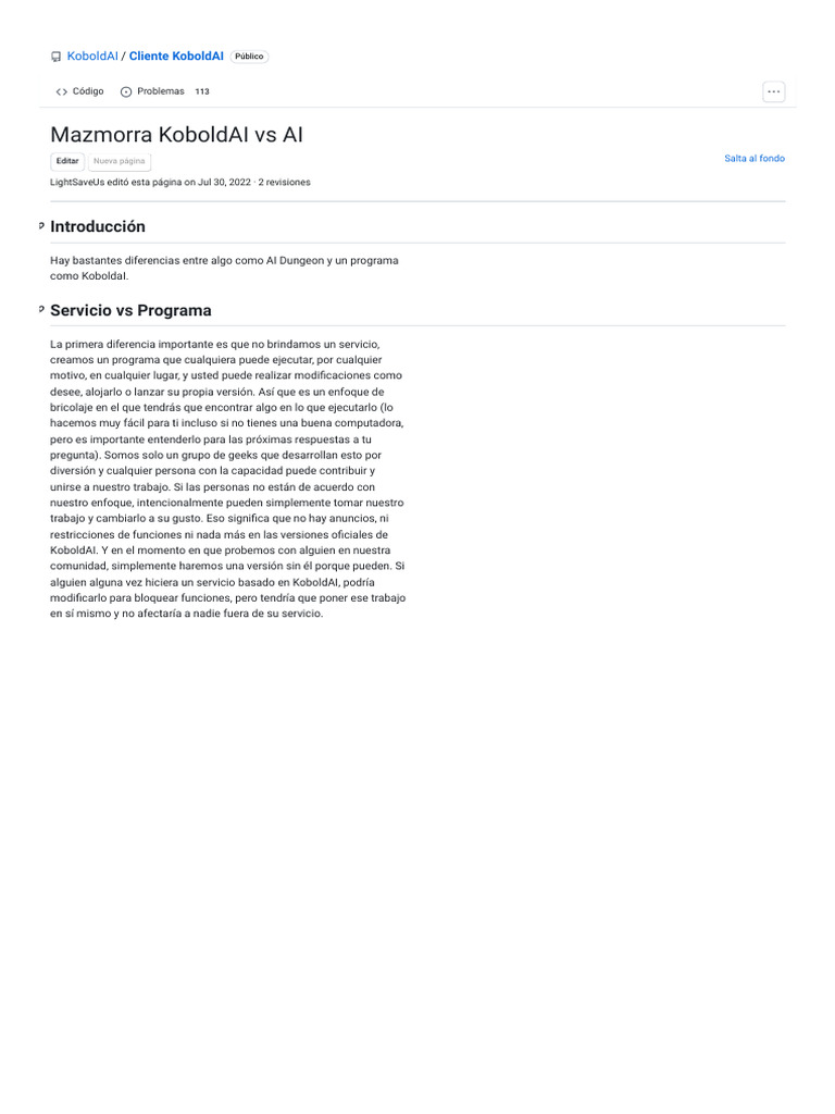 KoboldAI Vs AI Dungeon KoboldAI - KoboldAI-Client Wiki GitHub | Descargar gratis PDF ...