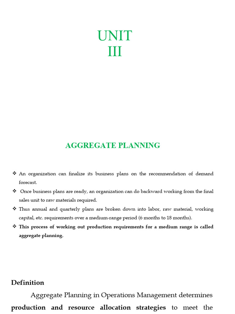 Unit Iii - Om | Download Free PDF | Scheduling (Production Processes) | Inventory