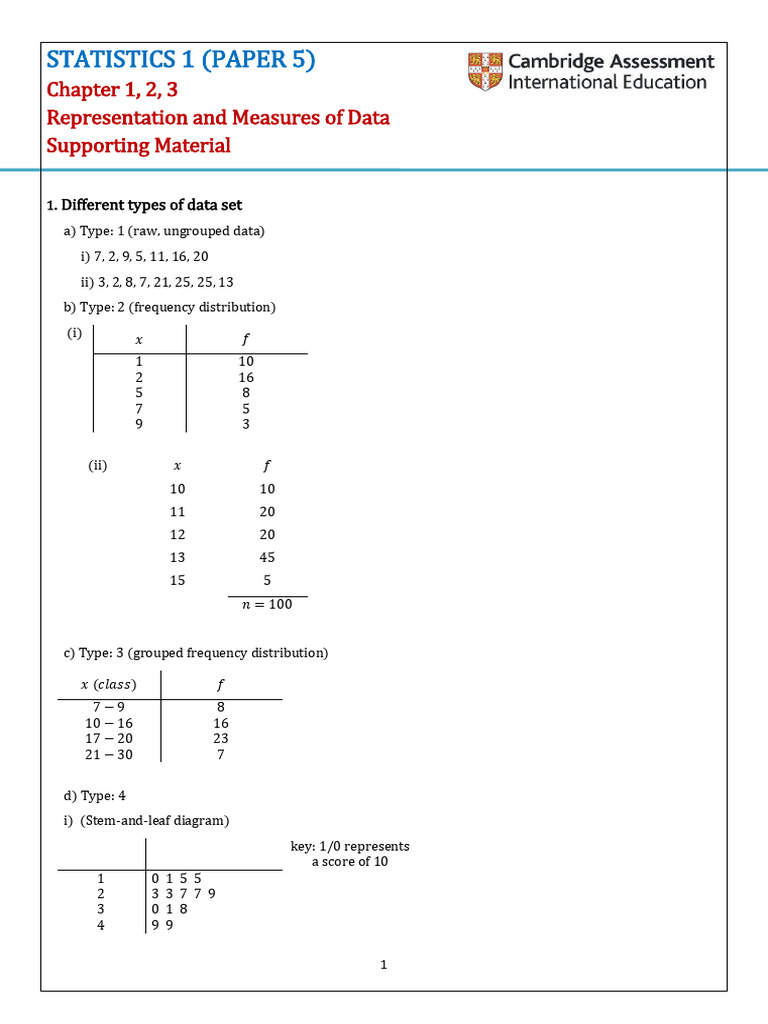 S1 Chap 1-3 Ws | PDF | Mean | Average