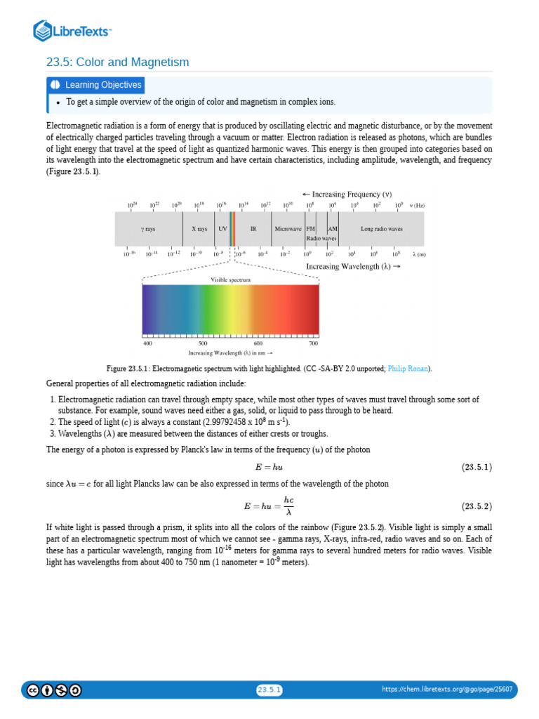 Color and Magnetism in Complex Ions | PDF | Electromagnetic Radiation ...