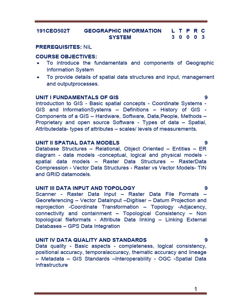 5.191CEO502T Geographic Information System | PDF | Geographic Information System | Data Model