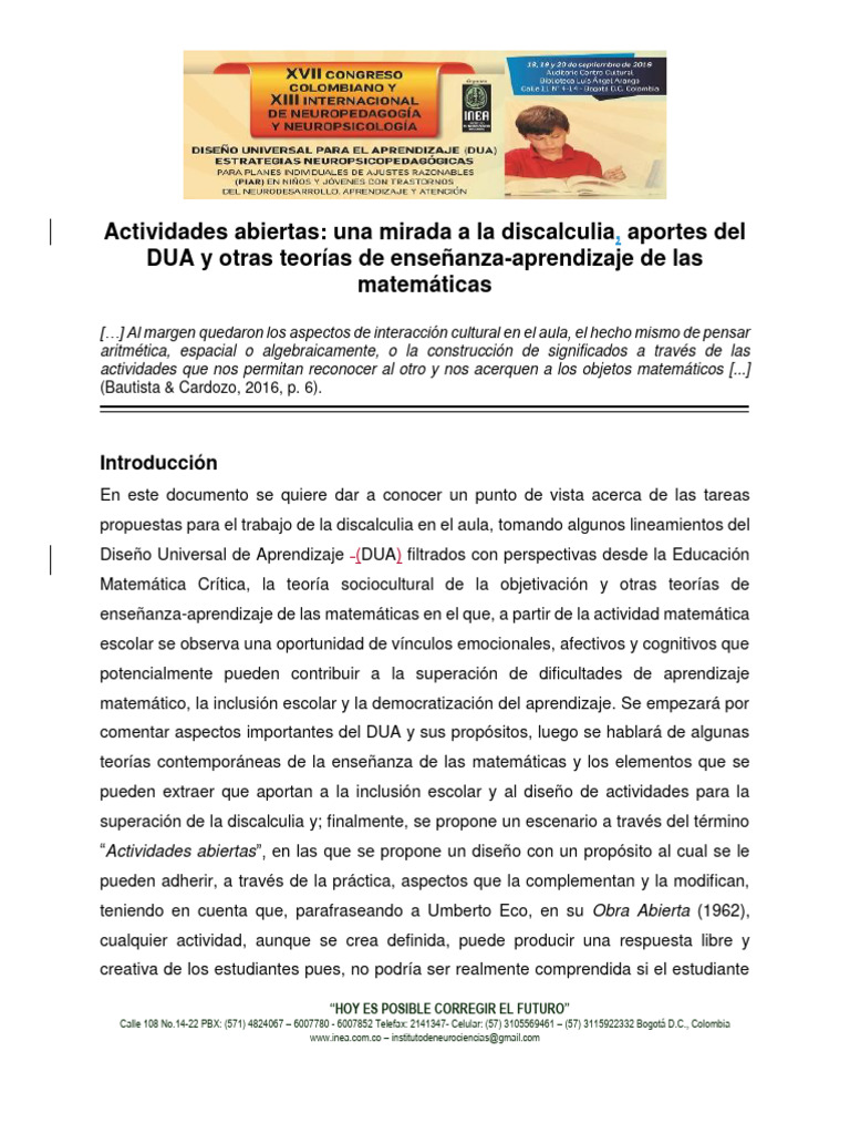 Actividades Abiertas para Discalculia y DUA | PDF | Aprendizaje | Diseño