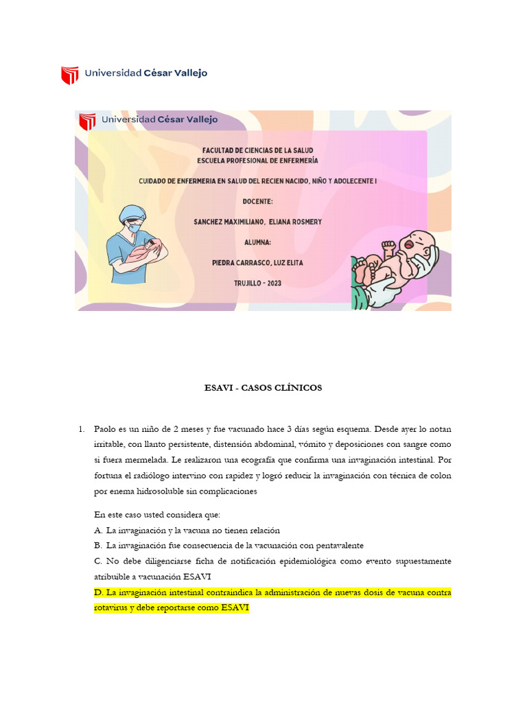 Caso Clínicos de ESAVI | PDF | Medicina | Vacunación