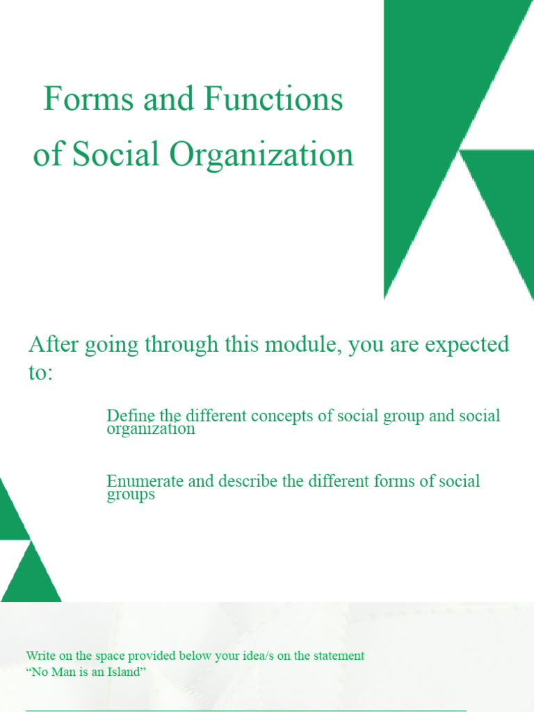 Types and Functions of Social Organization | PDF | Social Group ...