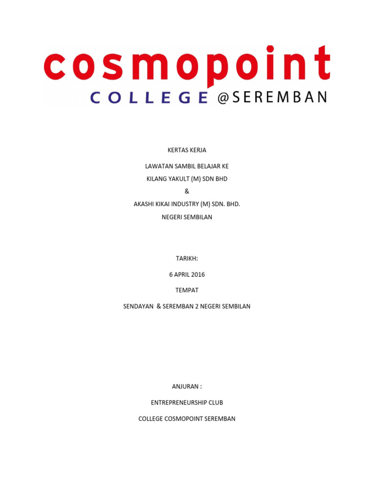 KERTAS KERJA Lawatan Yakult | PDF