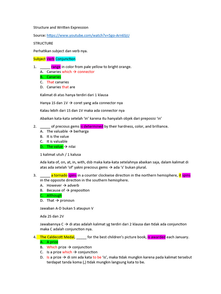 Structure and Written Expression | PDF