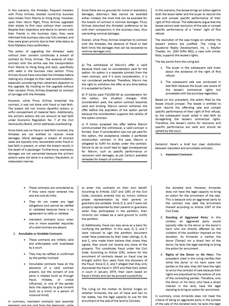 Oblicon Finals Cases | PDF | Annulment | Breach Of Contract