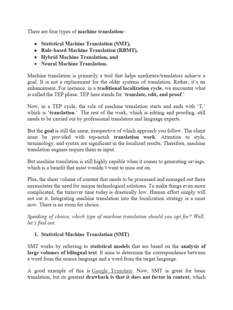 There Are Four Types of MT | PDF | Translations | Machine Learning